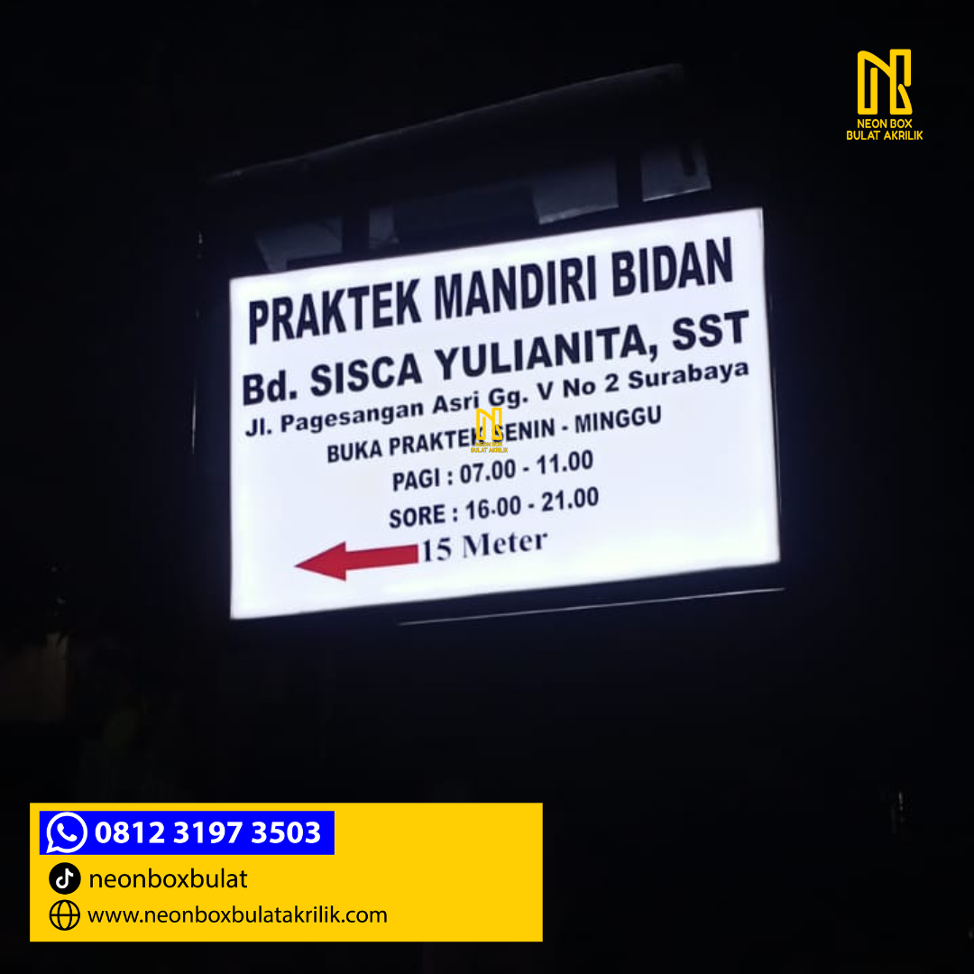 Neon Box Kotak Surabaya - Neonbox Bulat Akrilik