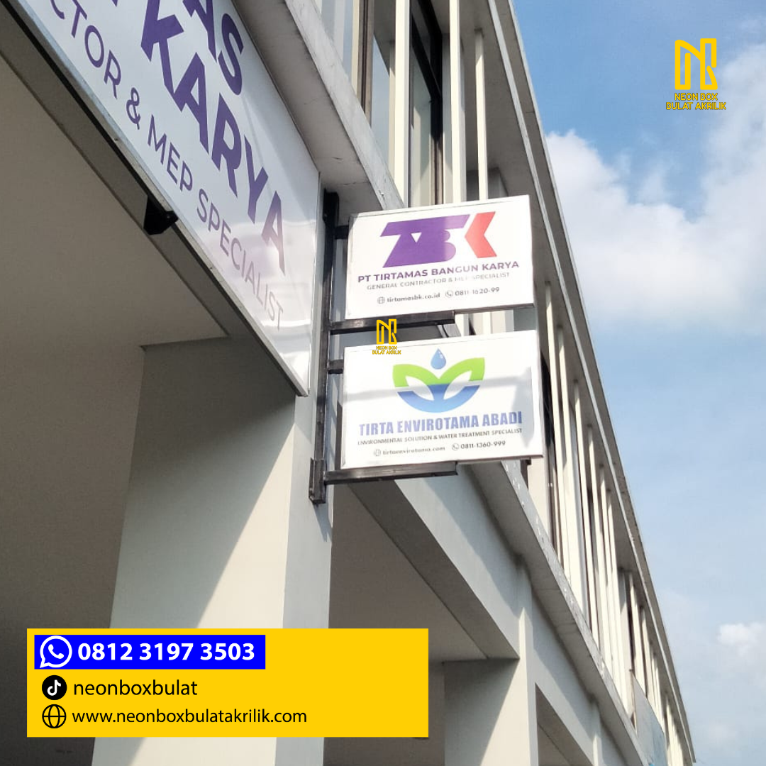 Papan Nama Minimalis Modern - Neonbox Bulat Akrilik